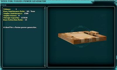 Deed for: Fusion Power Generator (Schematic) - SWGANH Wiki